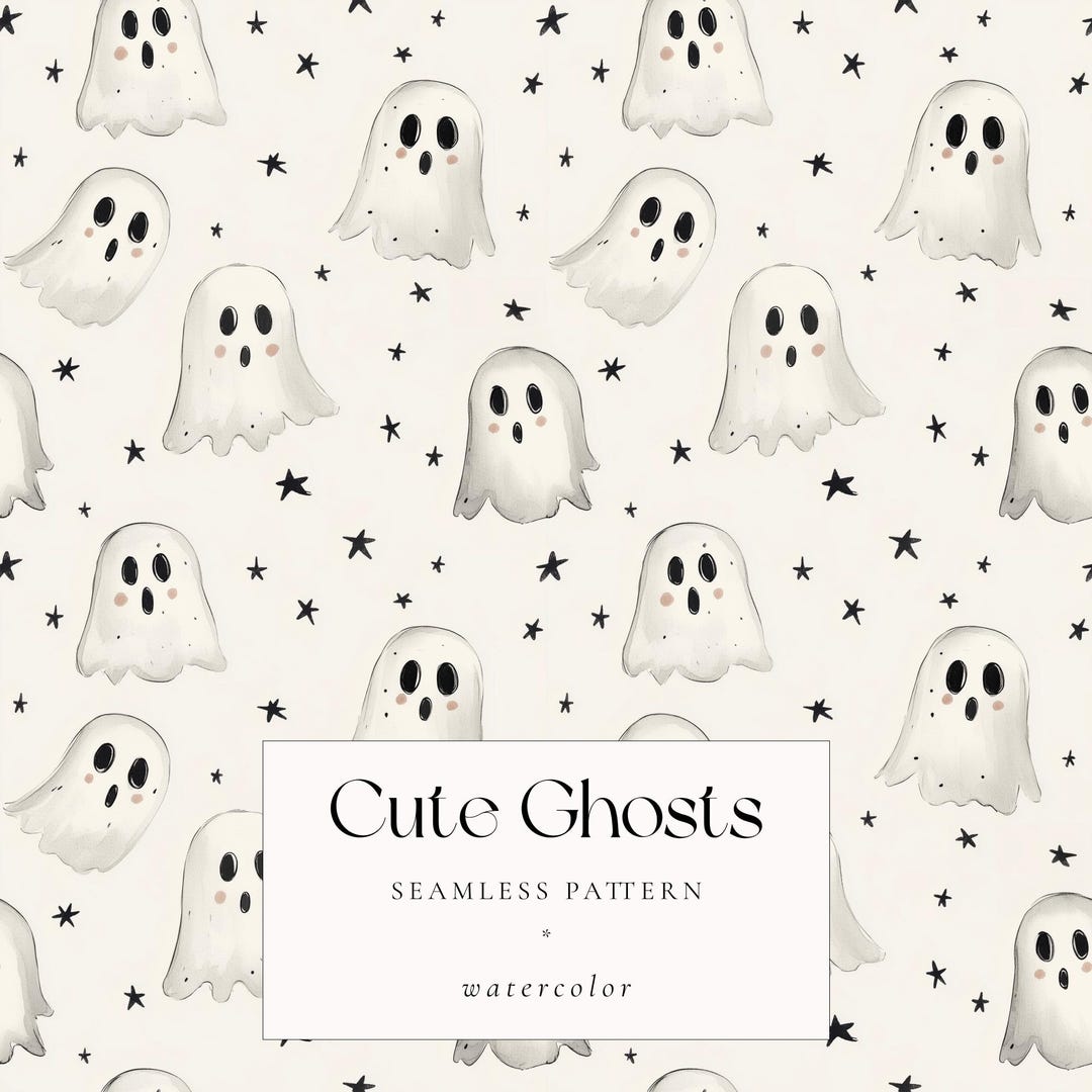 Cute Ghost Halloween Pattern, Spooky Ghost Digital Paper, Halloween ...