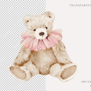 Cute Watercolor Teddy Bear Clipart, Birthday Clipart, Bear Baby Shower ...