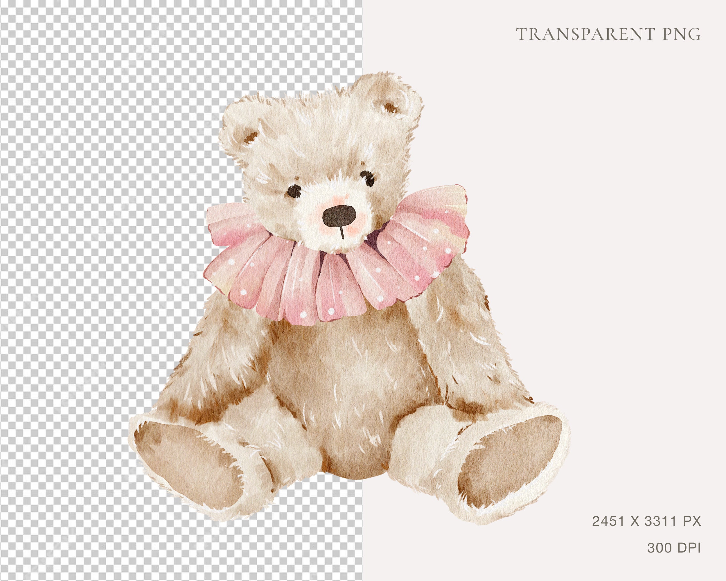 Cute Watercolor Teddy Bear Clipart, Birthday Clipart, Bear Baby Shower ...