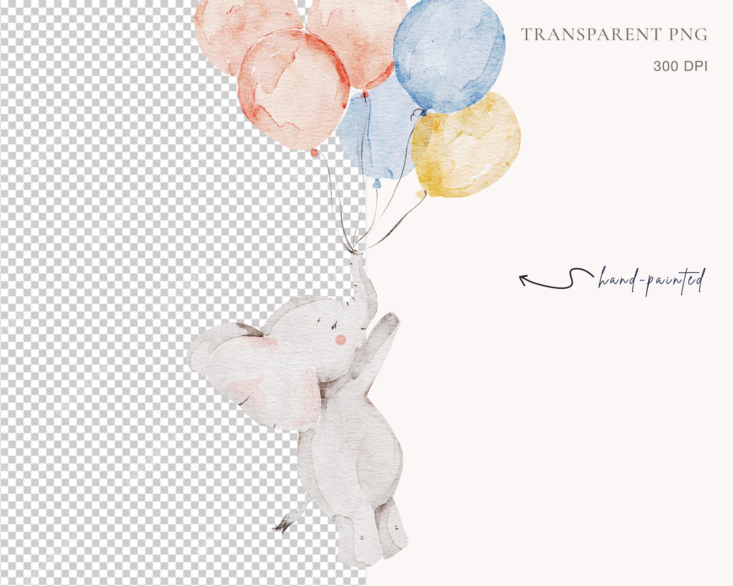 Baby Elephant Watercolor Clipart, Baby Boy Shower Decor, Baby Girl ...