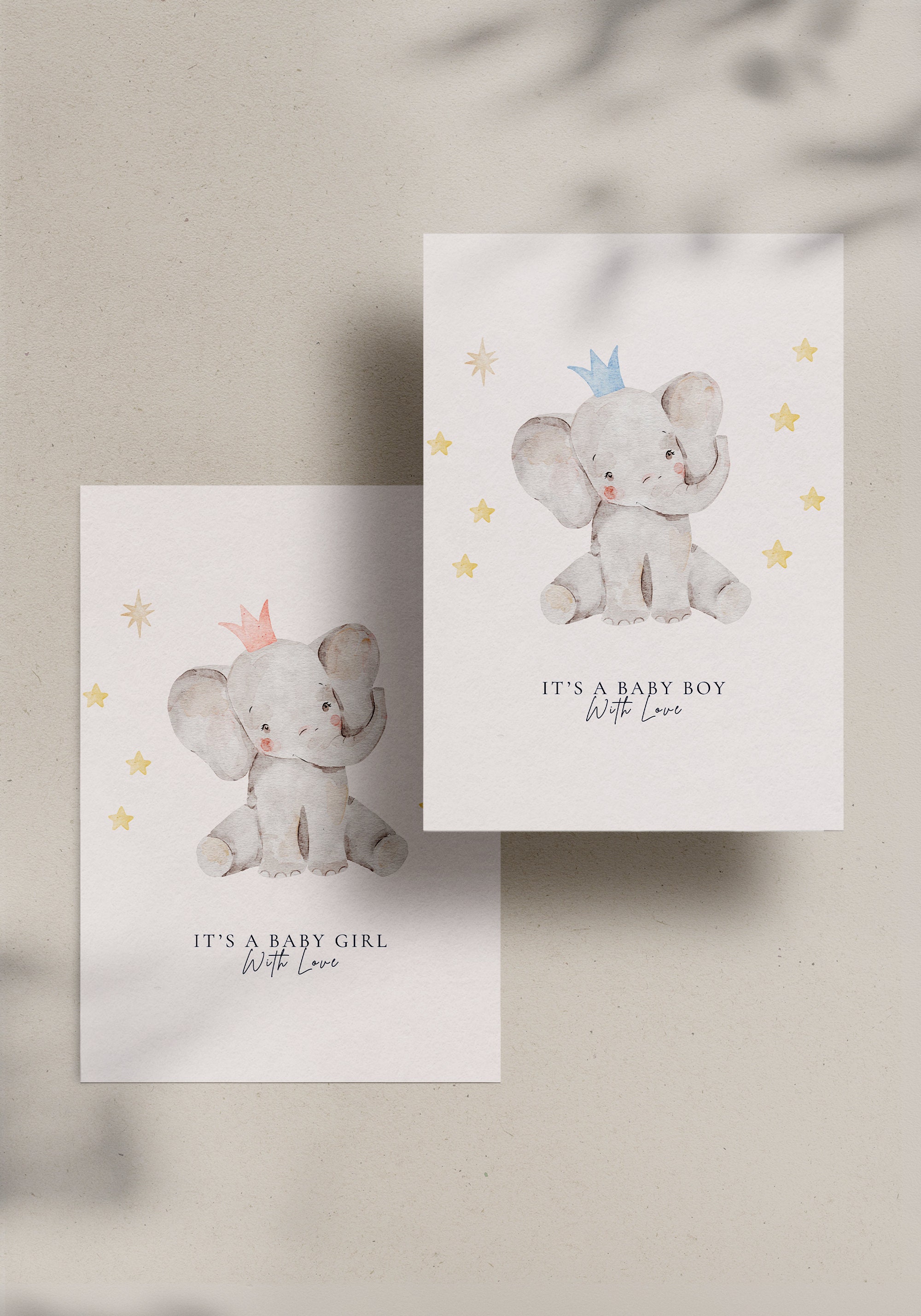 Baby Elephant Watercolor Clipart, Baby Boy Shower Decor, Baby Girl ...