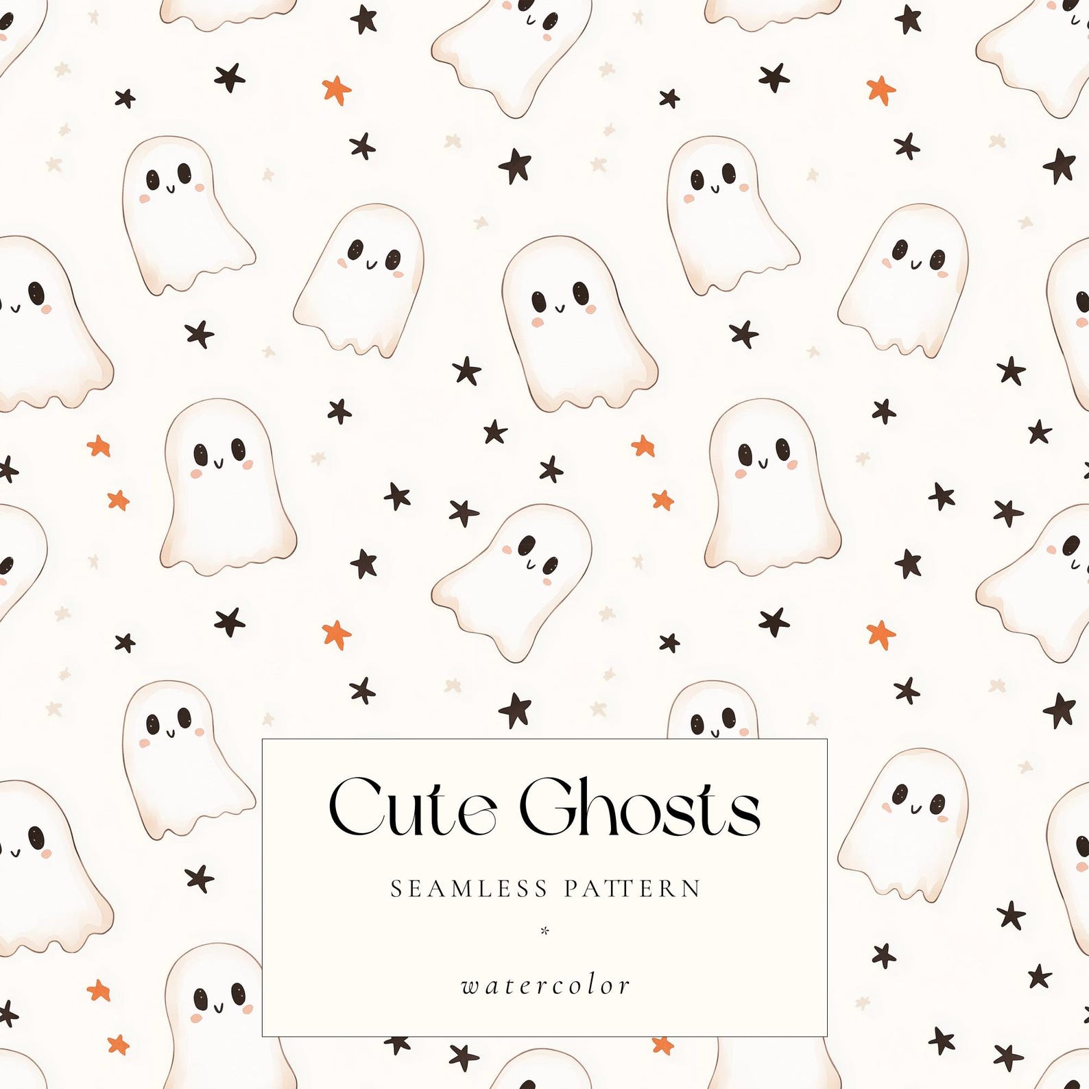 Cute Ghost Halloween Pattern, Spooky Ghost Digital Paper, Halloween ...