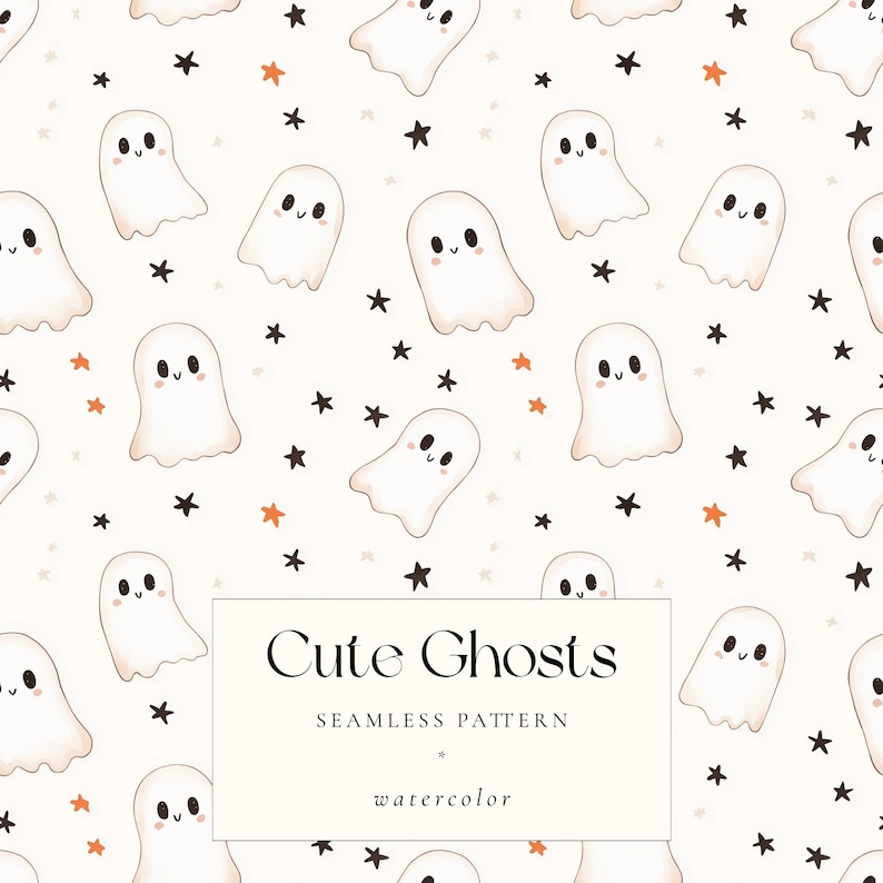 Cute Ghost Halloween Pattern, Spooky Ghost Digital Paper, Halloween ...