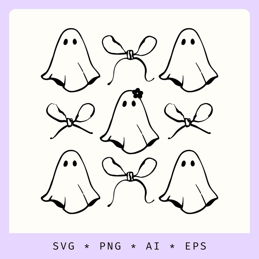 Cute Ghost SVG Clipart, Halloween SVG Files, Spooky Ghost Illustration ...