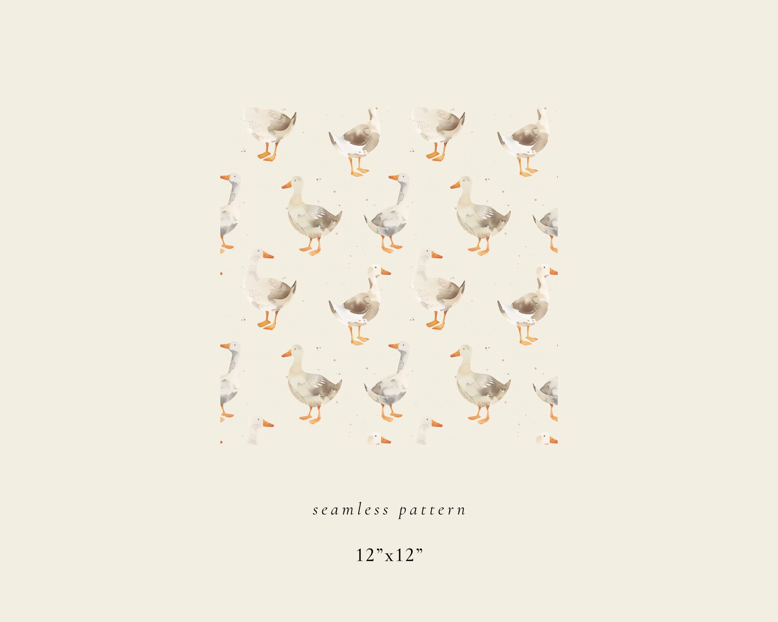 Cute Goose Digital Paper Background, Watercolor Seamless Pattern ...