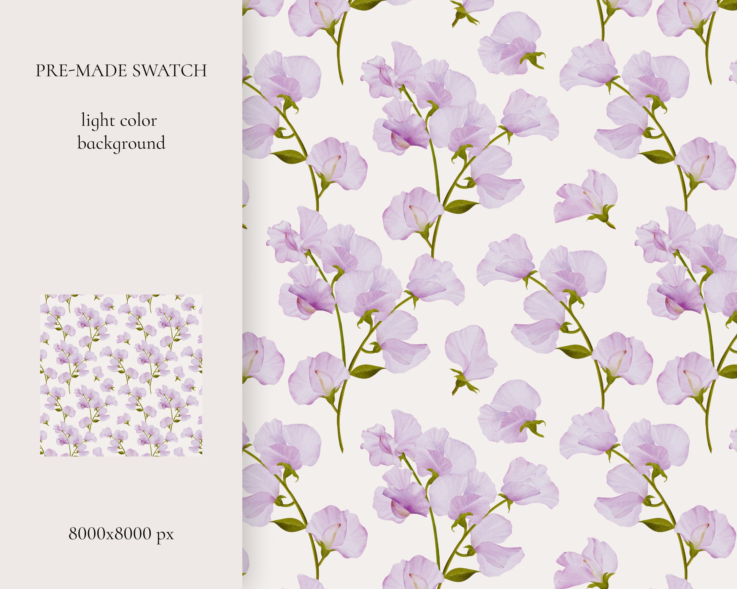 Sweet Pea Spring Background, Spring Seamless Pattern, Botanical Wall Paper, Wildflower Pattern ...