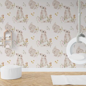 Watercolor Bunny Rabbit Digital Paper, Easter Seamless Pattern, Spring ...