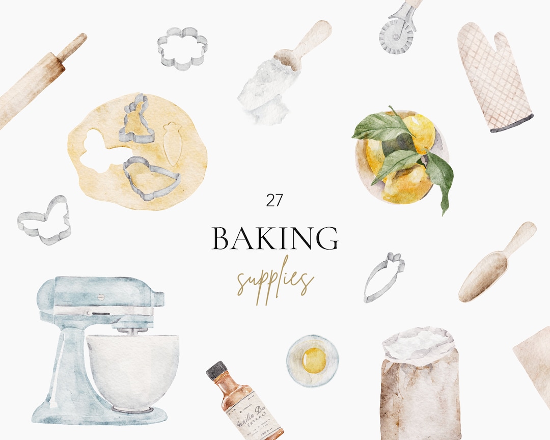 Watercolor Baking Clipart, Hand Painted Bakery Clipart Png, Baking ...