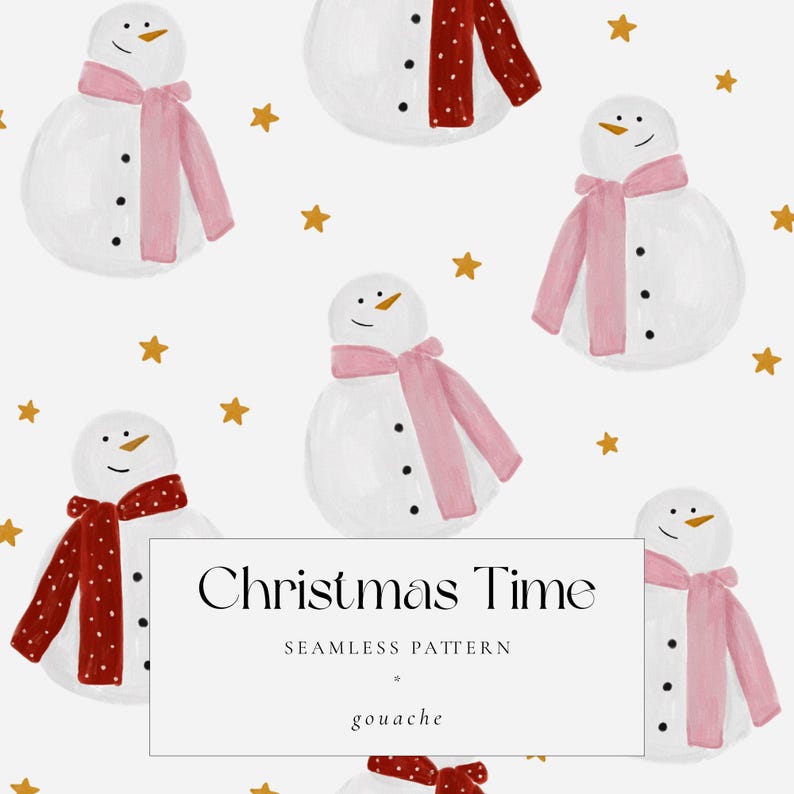 Snowman Seamless Pattern, Christmas Winter Holiday Digital Paper, Cute ...