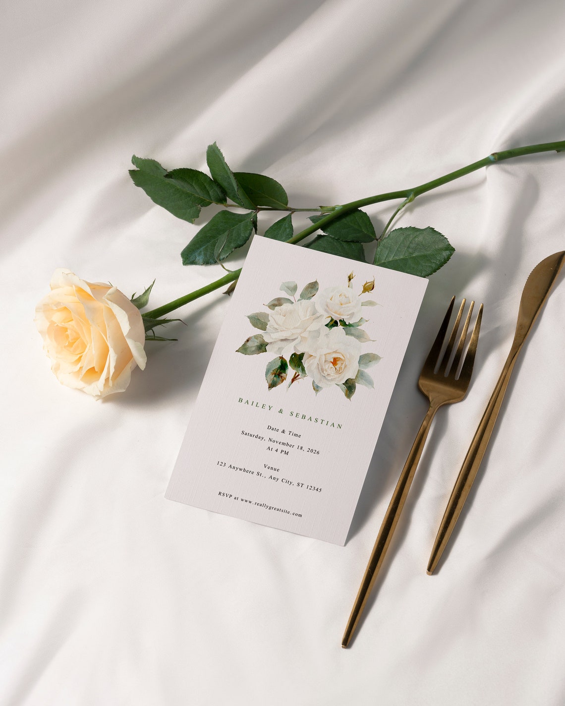 White Rose Watercolor Floral Clipart, White Rose Pre-made Floral ...