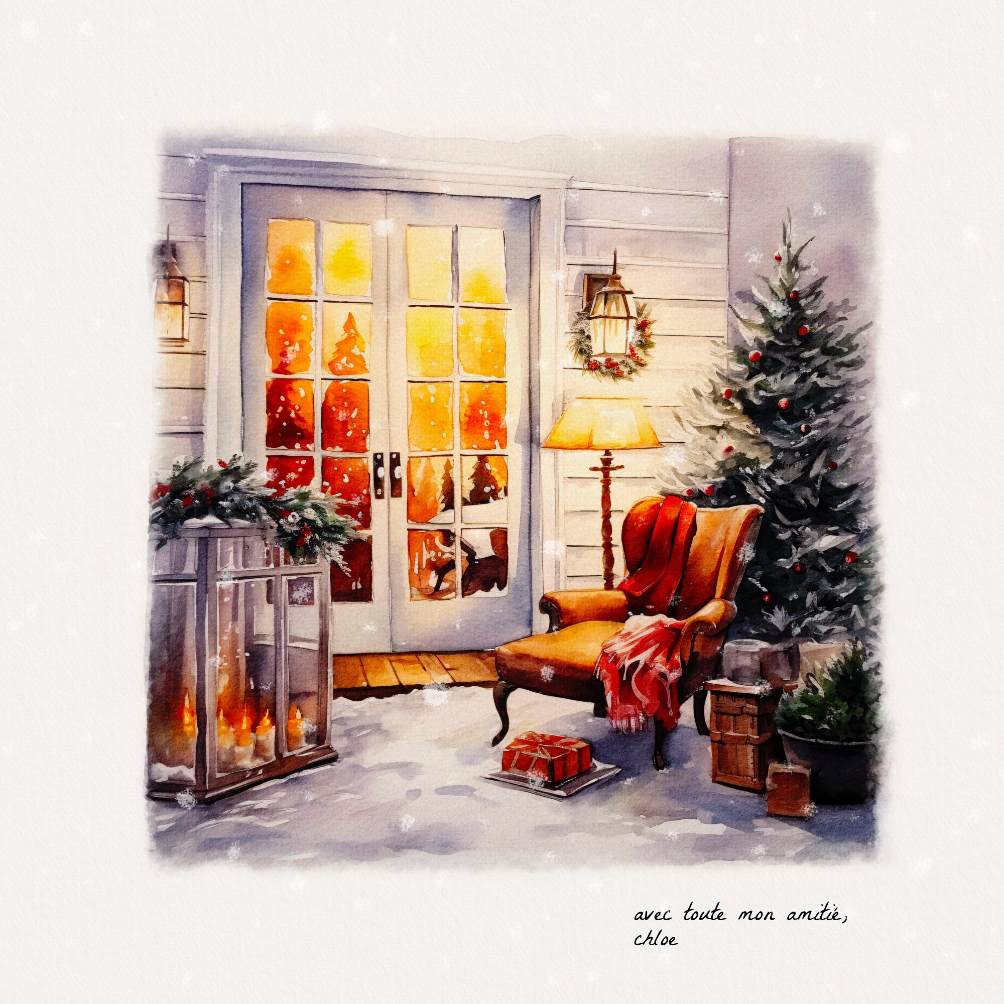 Watercolor Winter Scene Clipart, Cozy Christmas Scene Png, Winter Scene ...