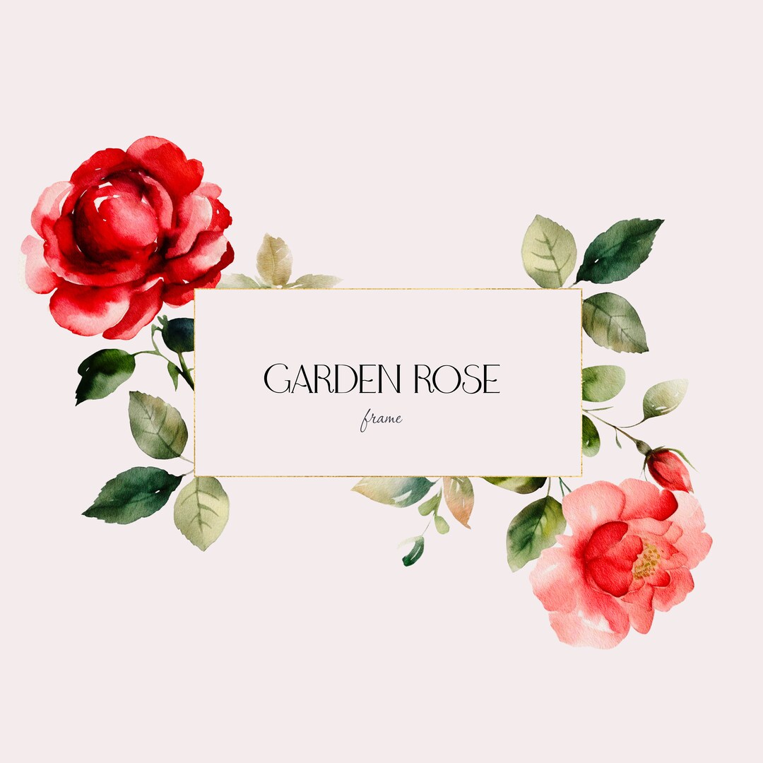 Rose Frame Clipart, Rose Bouquet Frame Watercolor, Floral Border Png ...