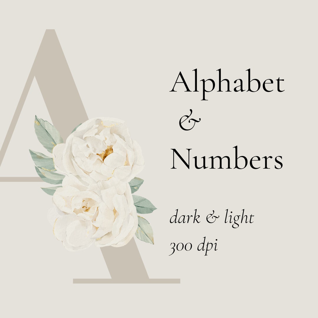 Watercolor Floral Alphabet Number Floral Clipart - Botanical Alphabet ...