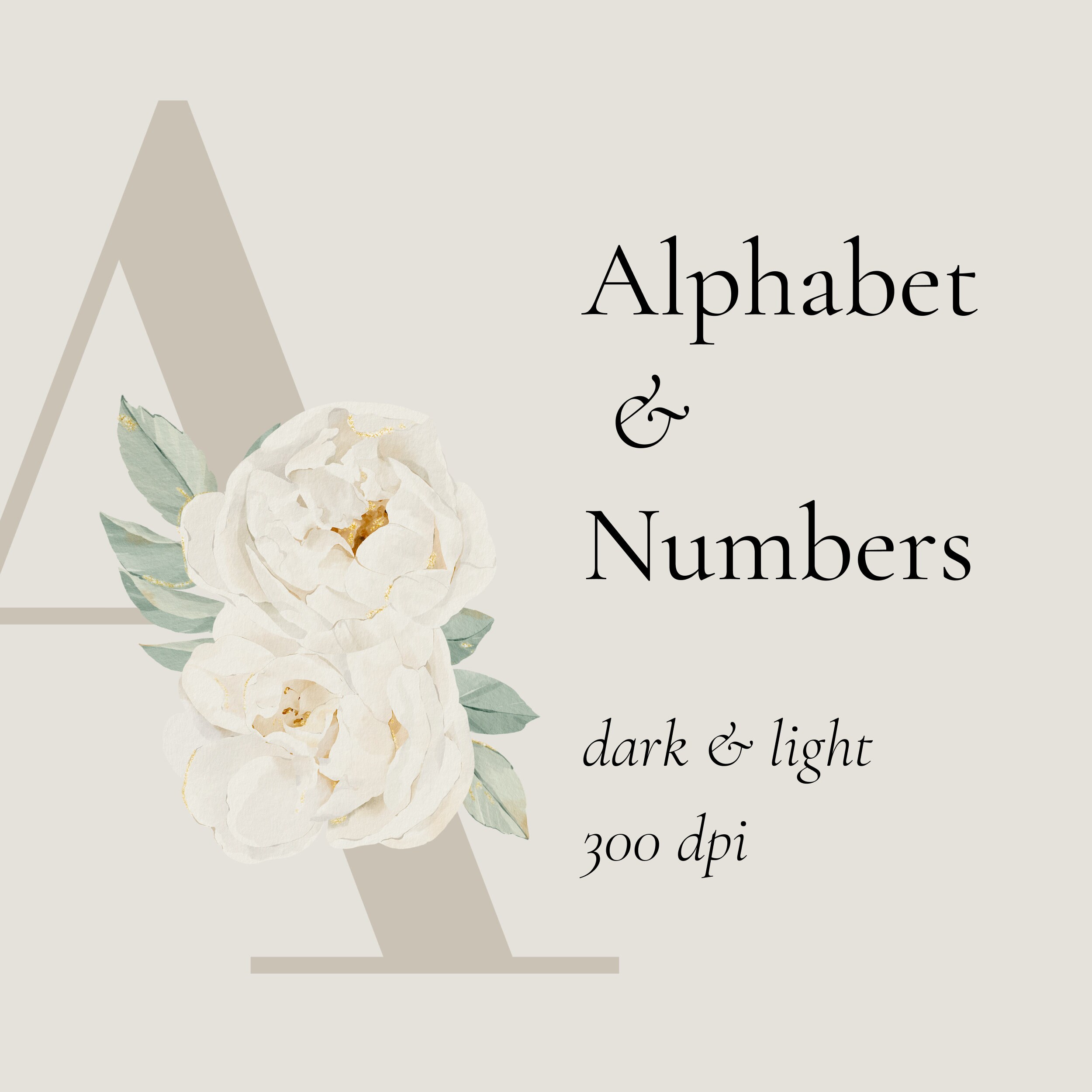 Watercolor Floral Alphabet Number Floral Clipart Botanical Alphabet ...