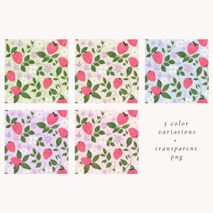 Strawberry Seamless Pattern, Pink Strawberries PNG Seamless File, Hand ...