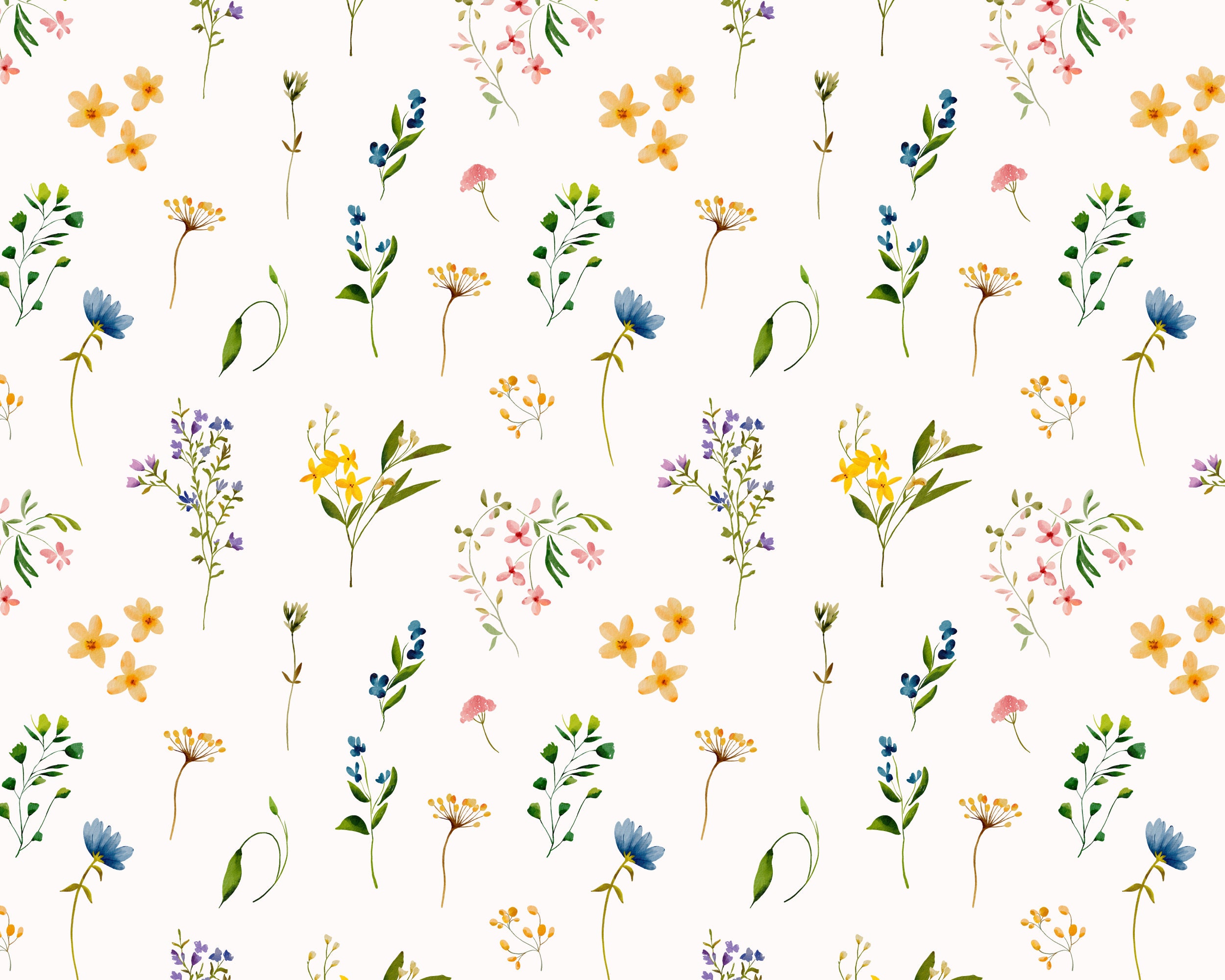 Wildflowers Watercolor Digital Paper, Summer Wildflowers Seamless ...