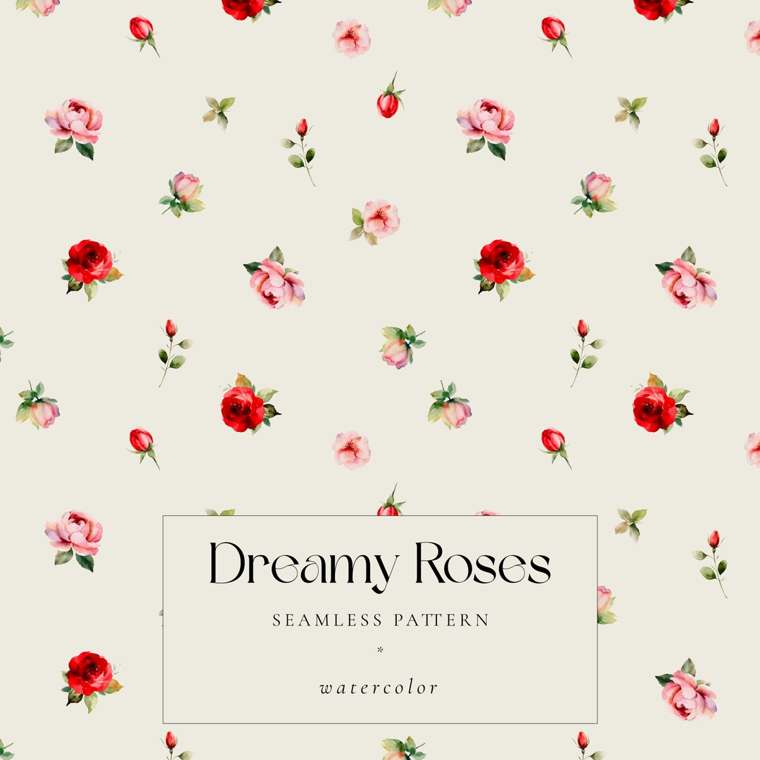 Red Roses Seamless Pattern, Watercolor Rose Background, Floral Pattern ...