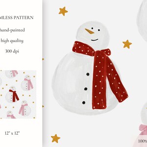 Snowman Seamless Pattern, Christmas Winter Holiday Digital Paper, Cute ...