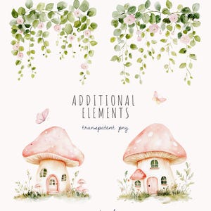 Watercolor Fairy Garden Clipart, Pink Fairy Princess PNG, Woodland ...