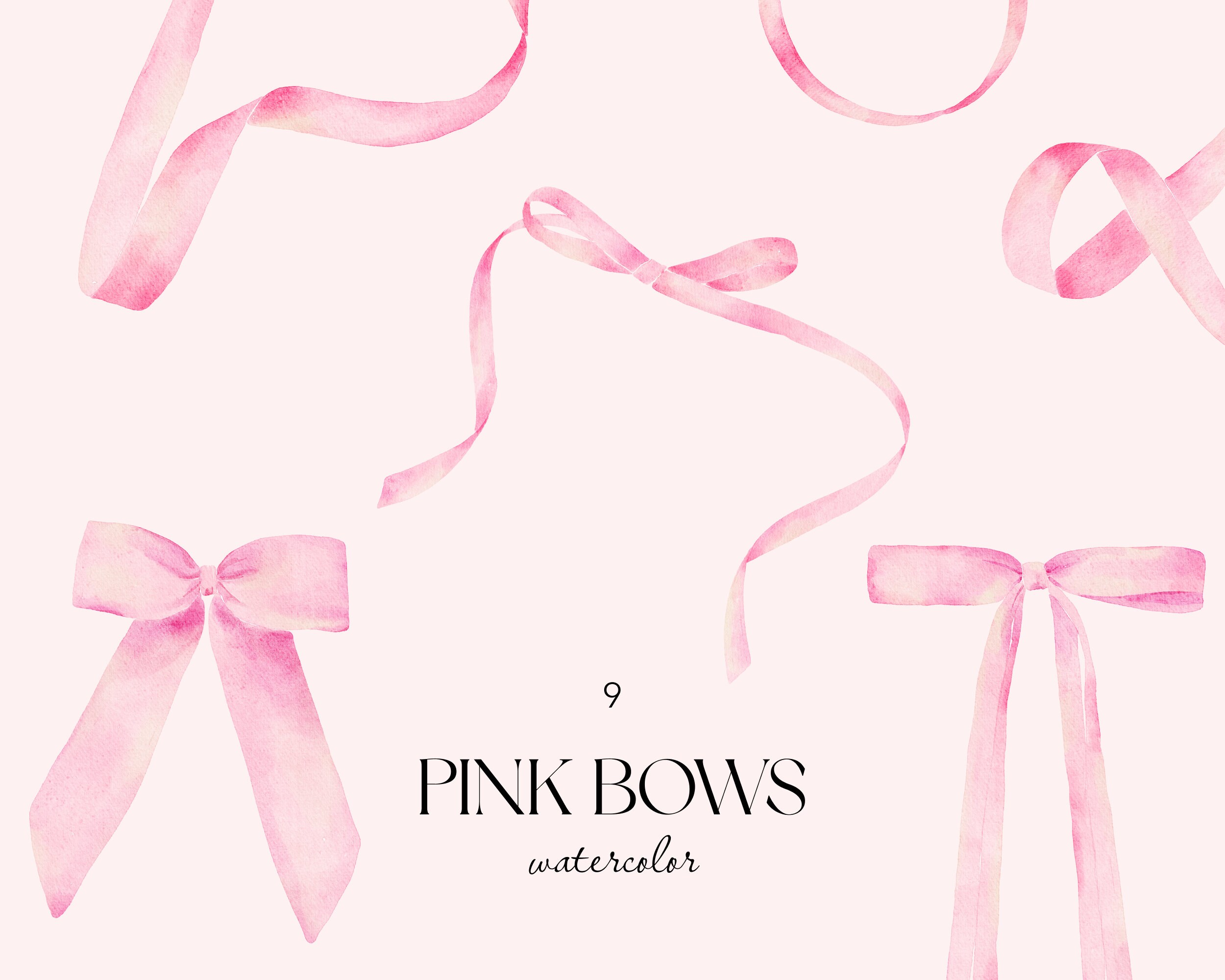 Watercolor Muted Pink Bow Clipart, Pastel Pink Ribbon Png, Baby Girl ...