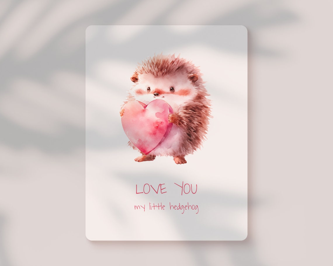 Hedgehog With Heart Clipart, Hedgehog Valentine Clipart, Happy ...