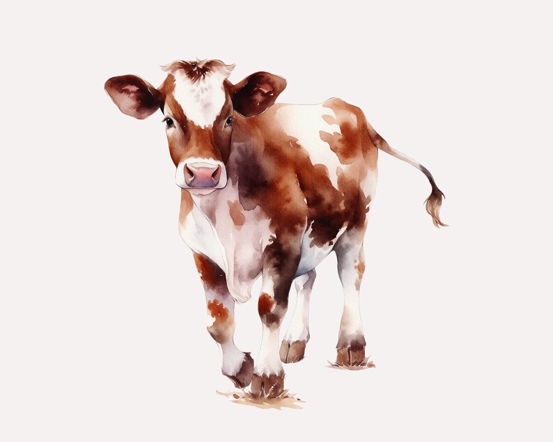 Watercolor Cow Clipart Png, Cow Face, Farm Clipart, Floral Cow ...
