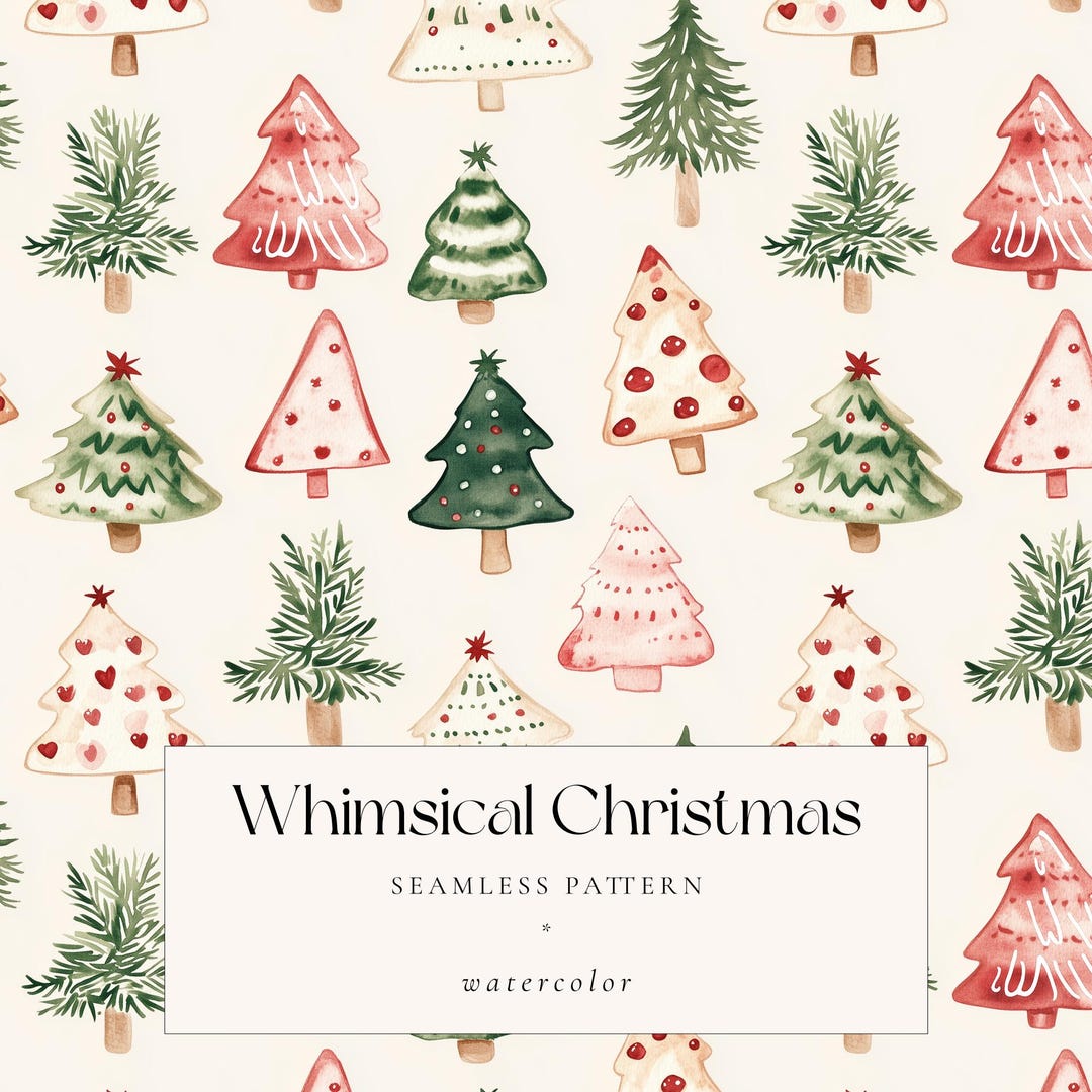 Watercolor Christmas Tree Seamless Pattern, Festive Holiday Digital ...