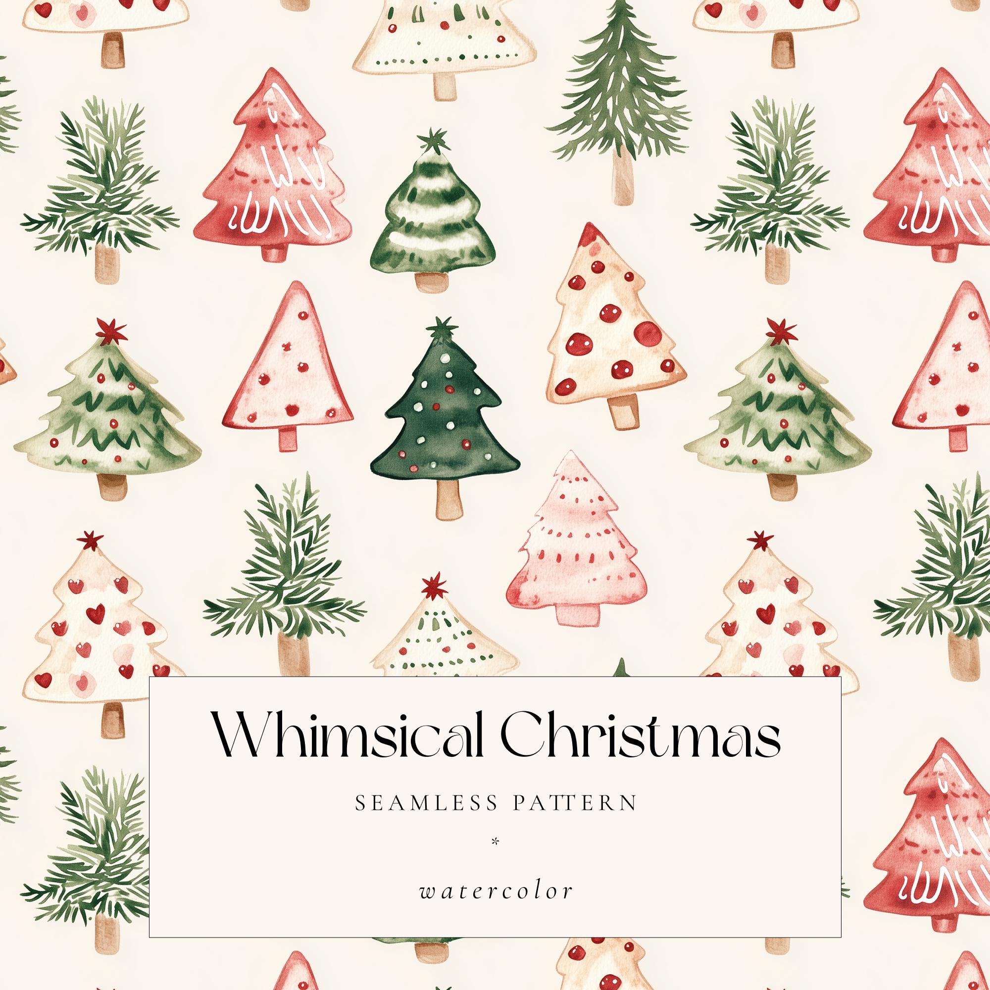 Watercolor Christmas Tree Seamless Pattern, Festive Holiday Digital ...