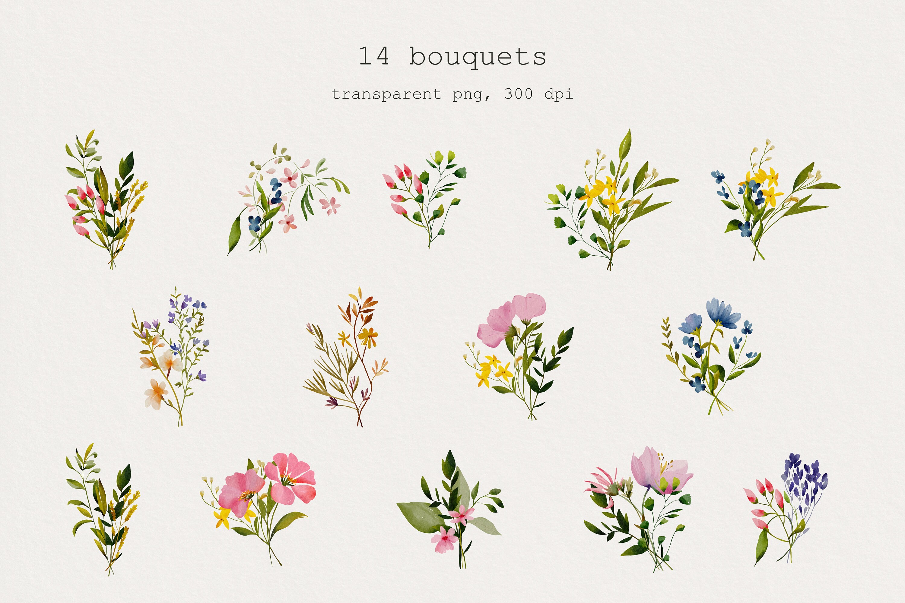 Watercolor Summer Flower Clipart, Meadow Watercolor, Boho Wildflowers ...