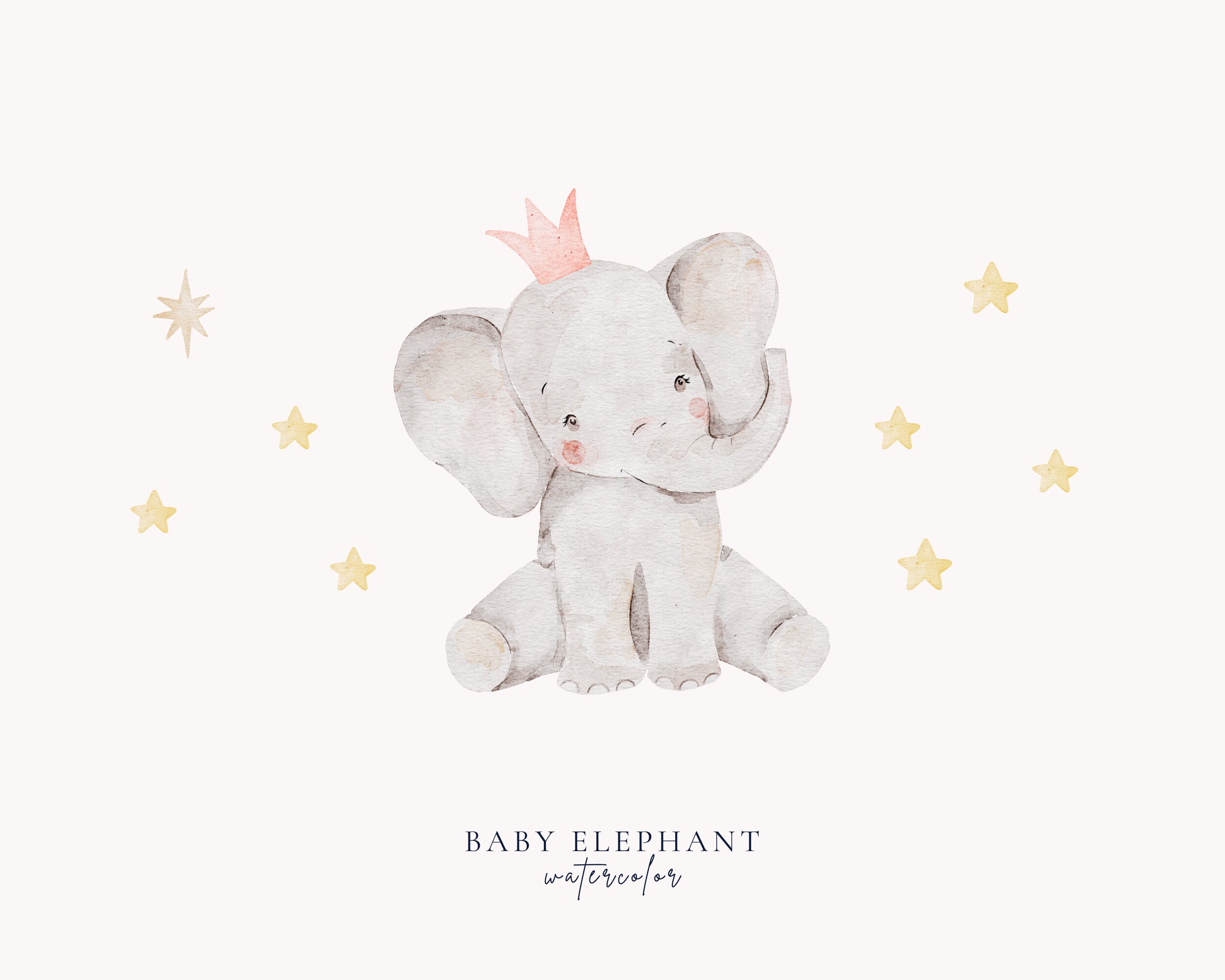 Baby Elephant Watercolor Clipart, Baby Boy Shower Decor, Baby Girl ...