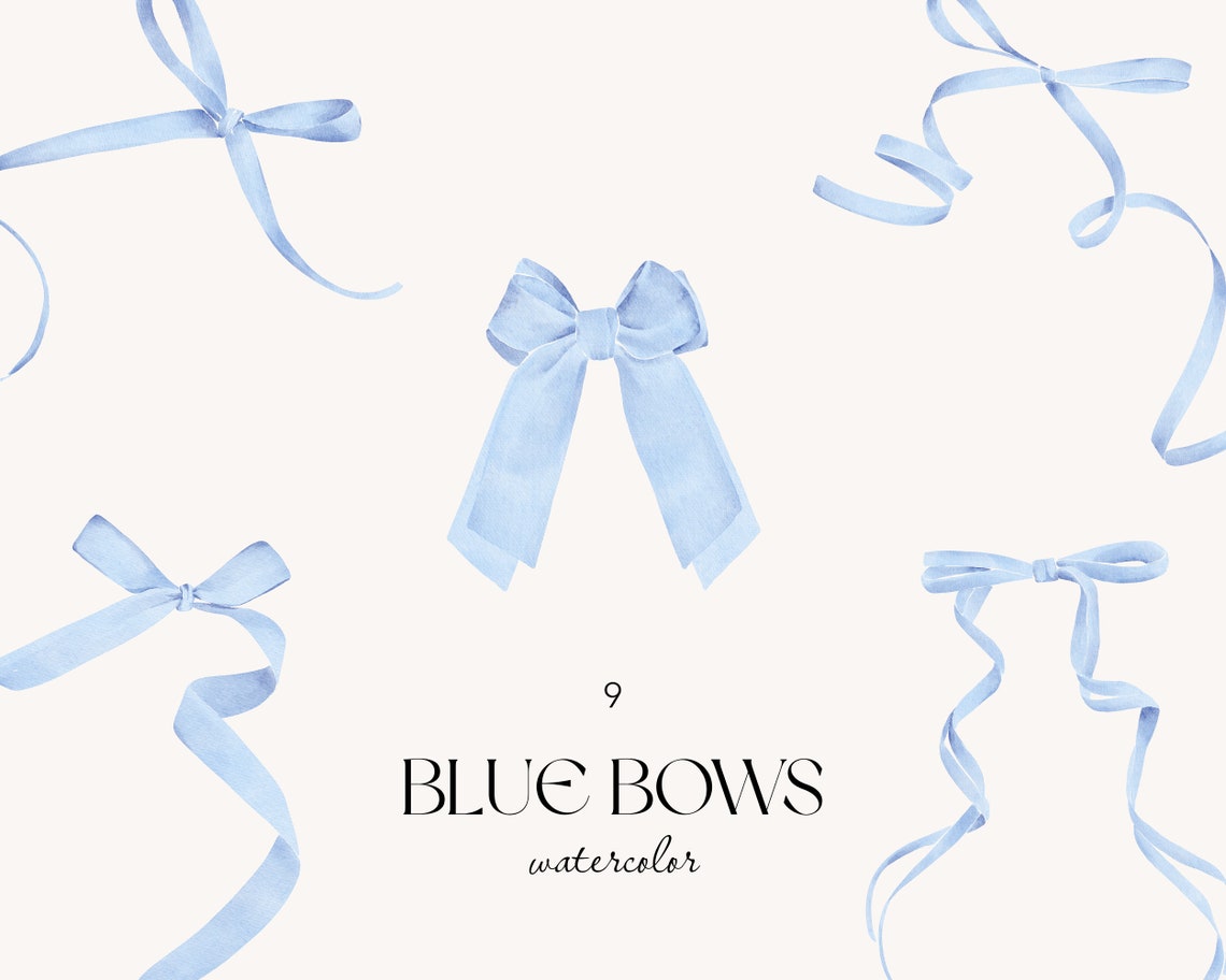 Blue Bow Watercolor Clipart, Blue Ribbon Png, Baby Boy Clipart, Wedding ...