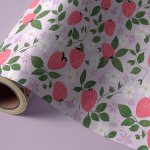 Strawberry Seamless Pattern, Pink Strawberries PNG Seamless File, Hand ...