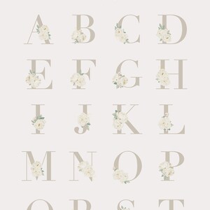 Watercolor Floral Alphabet Number Floral Clipart - Botanical Alphabet ...