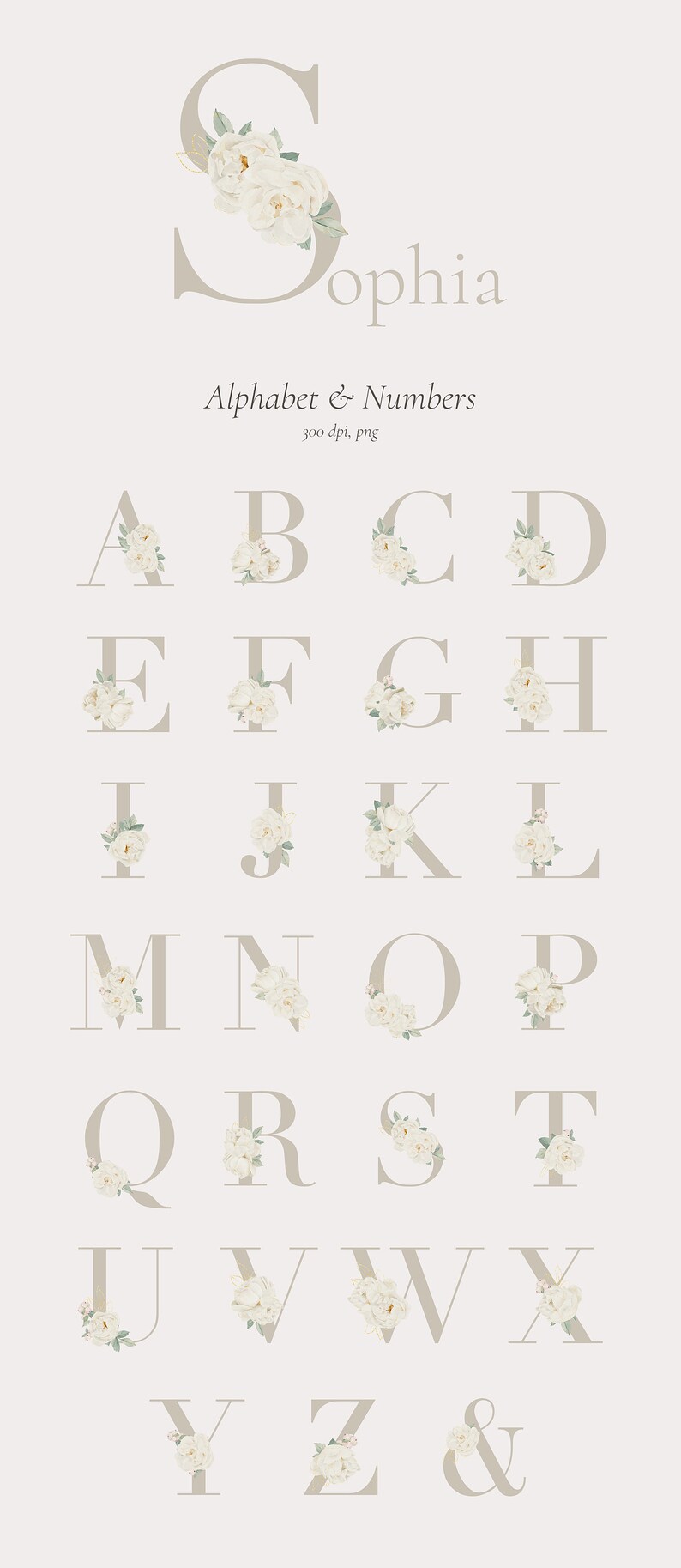 Watercolor Floral Alphabet Number Floral Clipart Botanical Alphabet ...