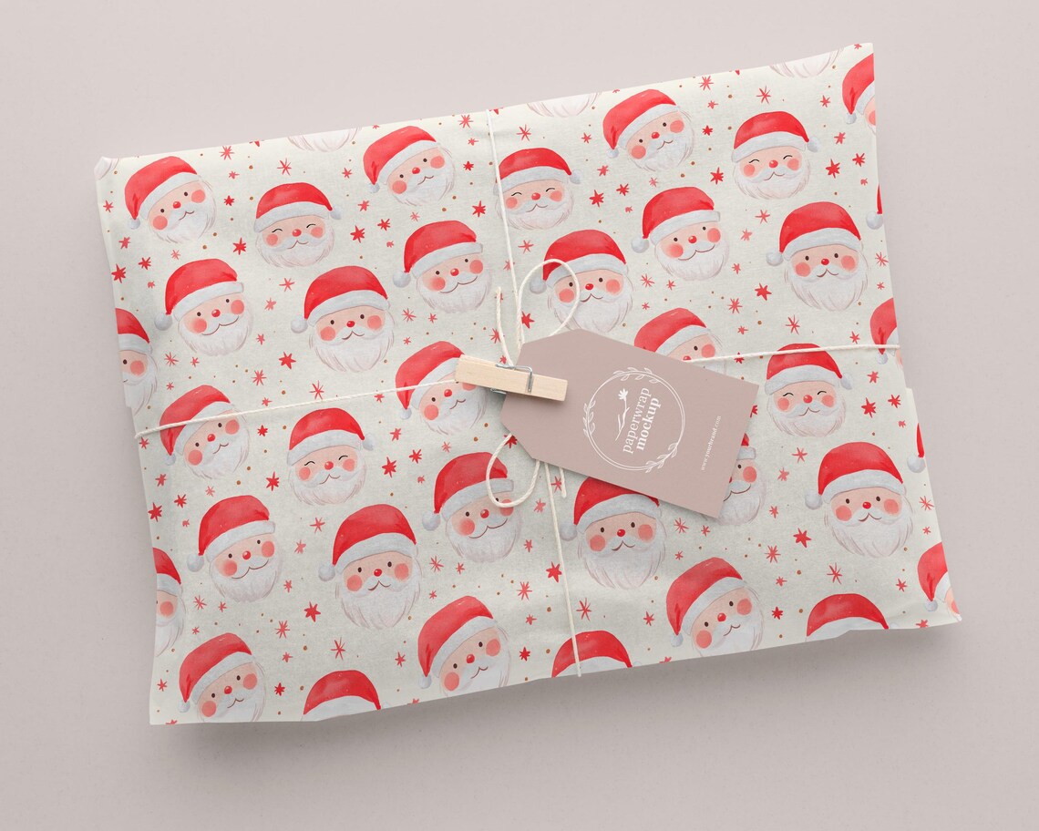 Watercolor Santa Claus Seamless Pattern, Red Christmas Santa Face ...