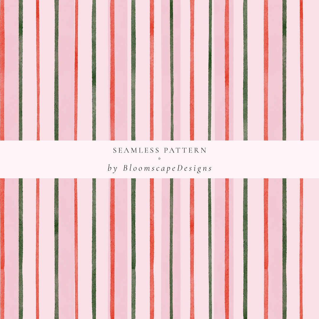 Red and Green Stripe Seamless Pattern, Festive Striped Watercolor ...