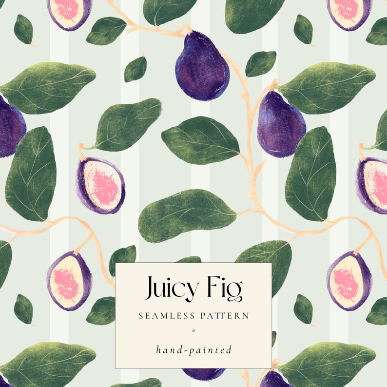Fig Fruit Seamless Pattern, Whimsical Fruits Digital Wallpaper, Summer Fig Fruit Digital Paper ...