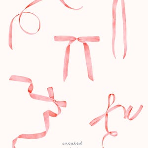 Watercolor Red Bow Clipart, Red Ribbon PNG, Coquette Aesthetic Red Bow ...