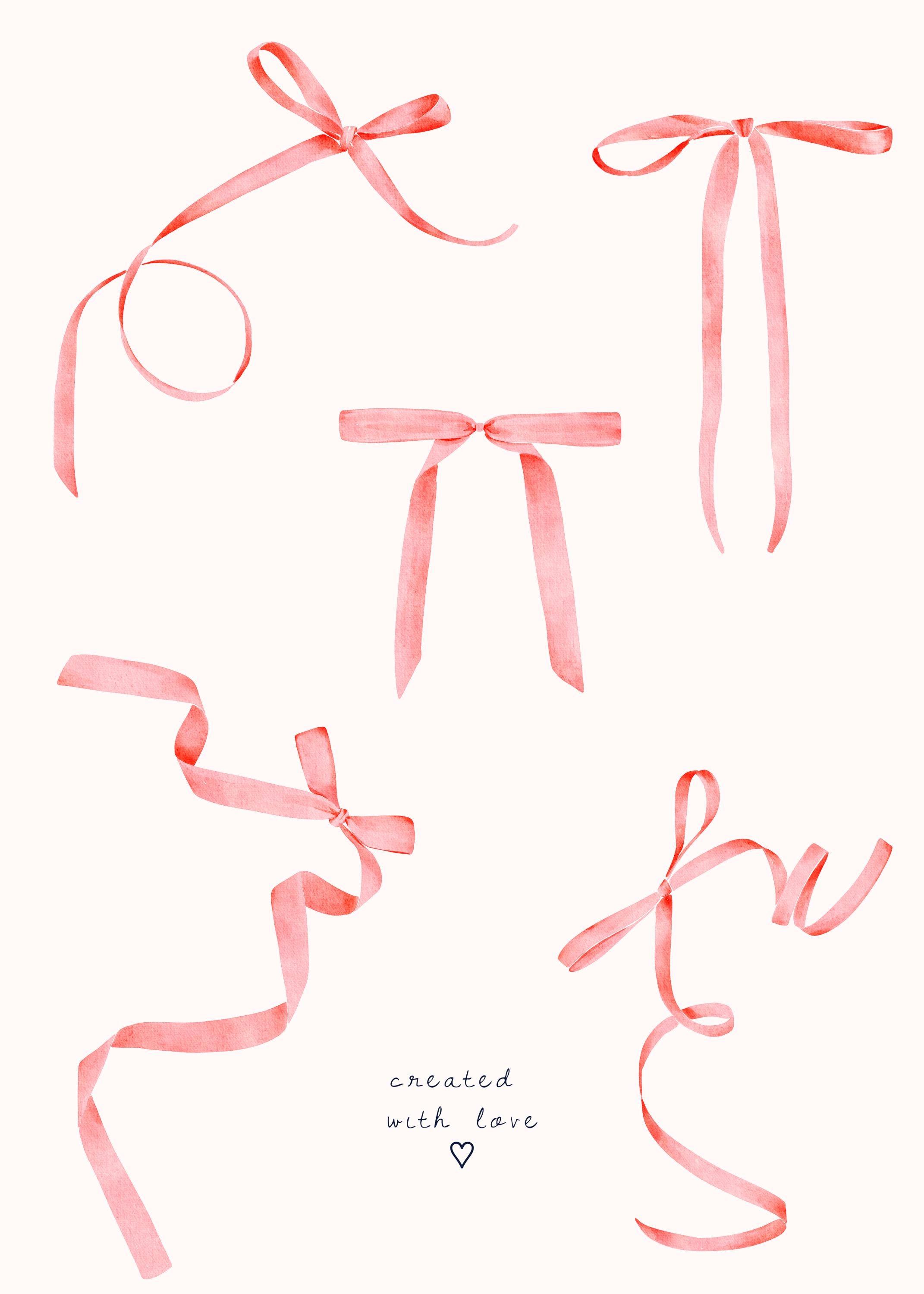 Watercolor Red Bow Clipart, Red Ribbon PNG, Coquette Aesthetic Red Bow ...