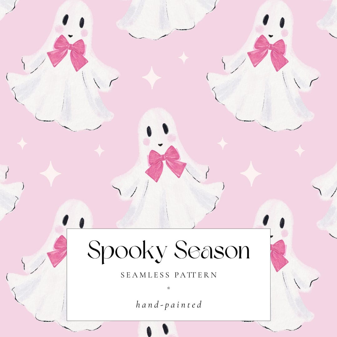 Cute Ghost Seamless Pattern, Girly Halloween Scrapbook Paper, Pink ...