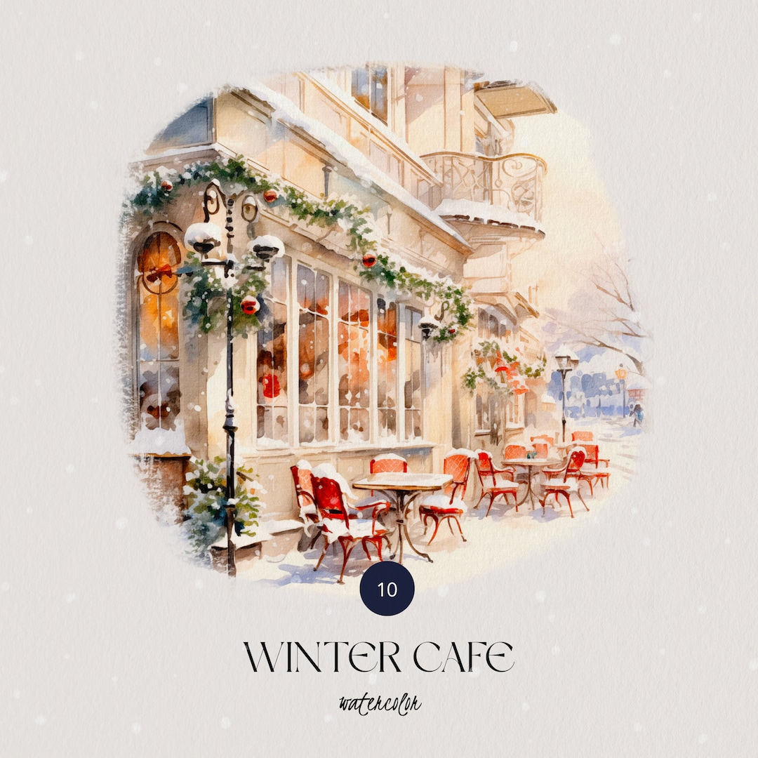 Snowy Winter Scene Clipart Watercolor Christmas Scene Png - Etsy