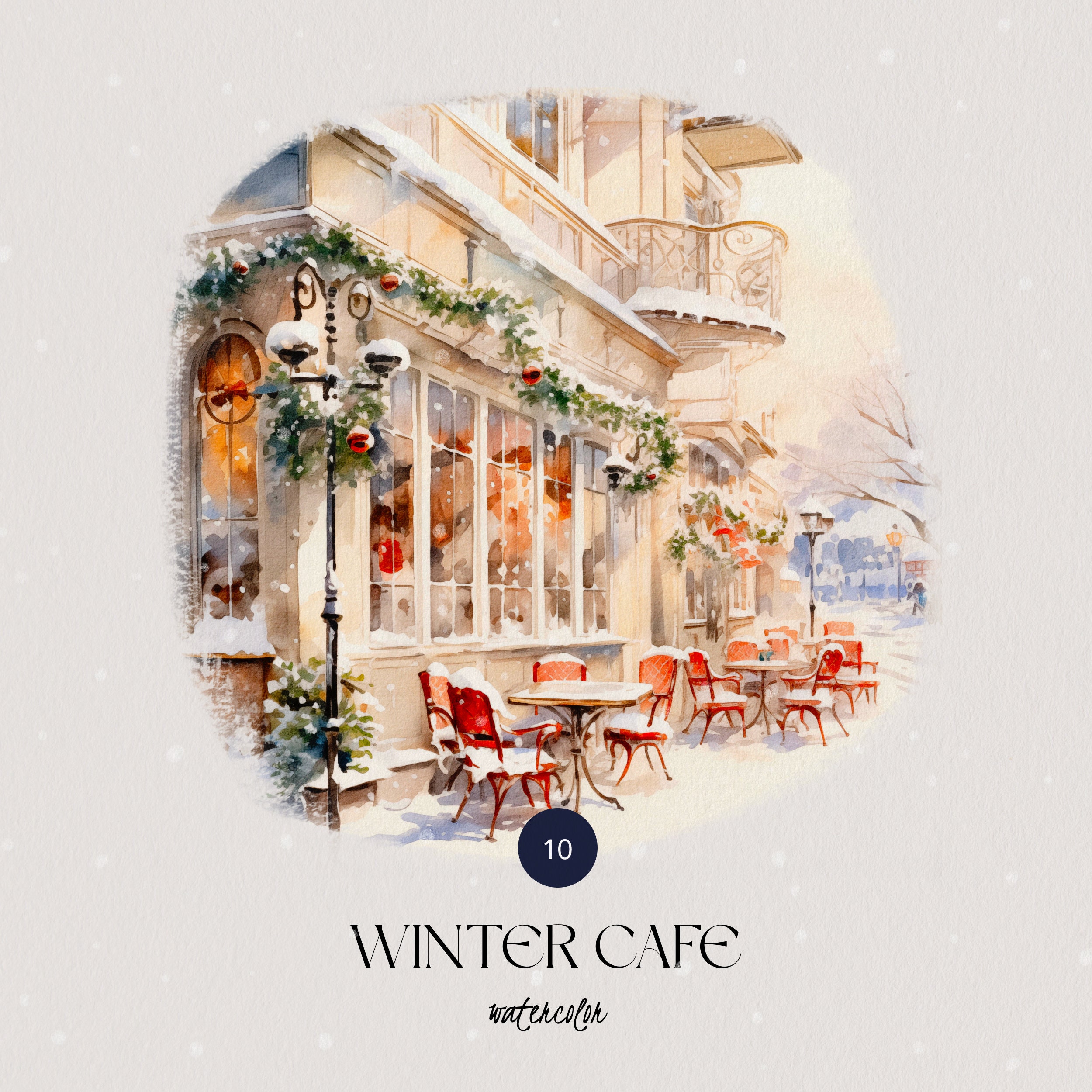 Snowy Winter Scene Clipart Watercolor Christmas Scene Png - Etsy