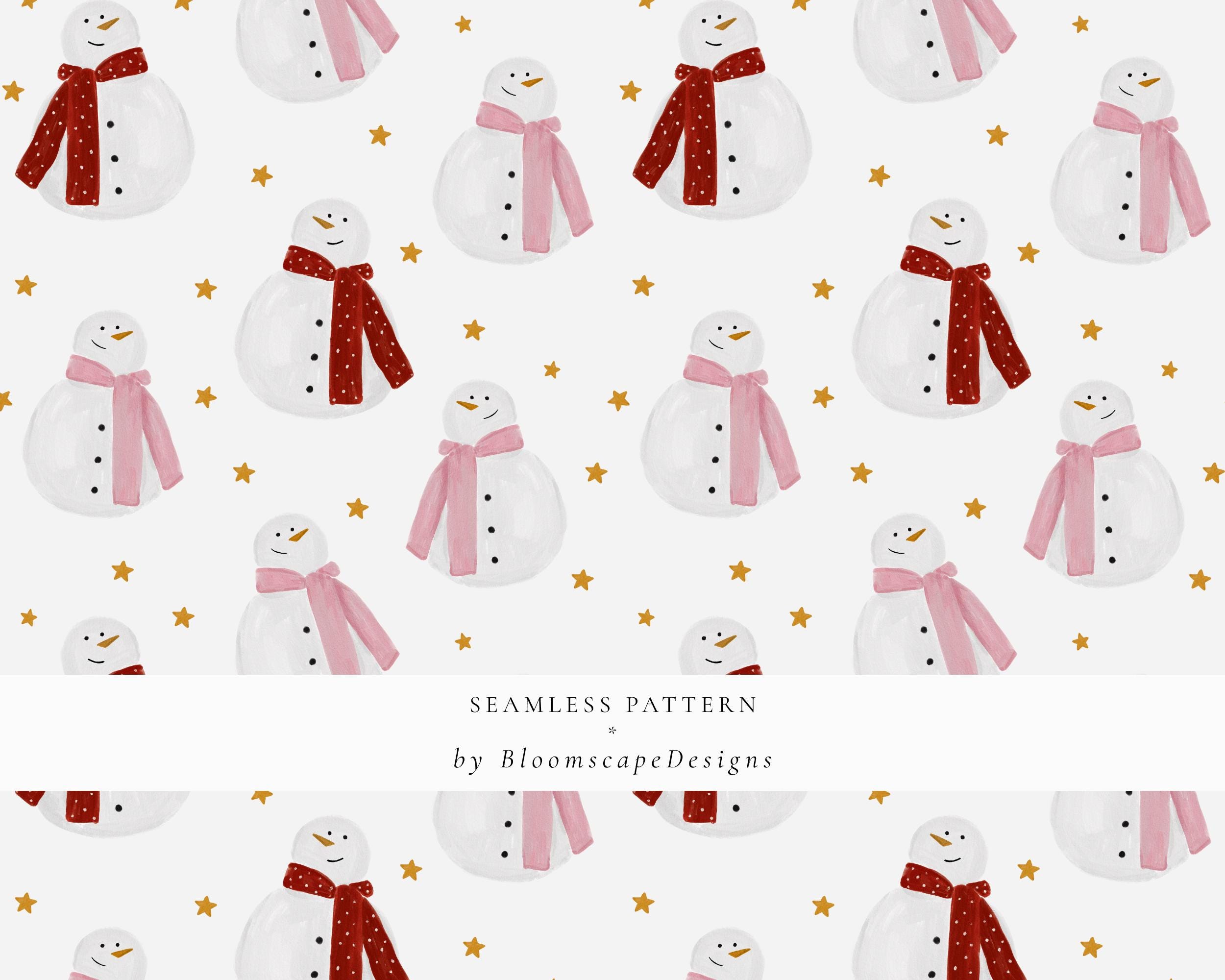 Snowman Seamless Pattern, Christmas Winter Holiday Digital Paper, Cute ...