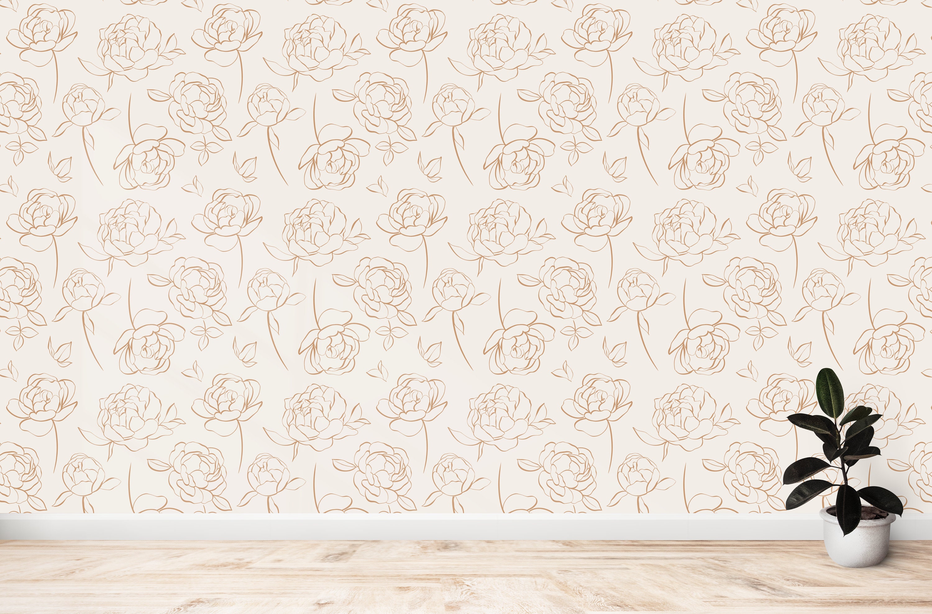 Floral Seamless Pattern SVG, Floral Line Art, Peony Flowers Svg, Rose ...