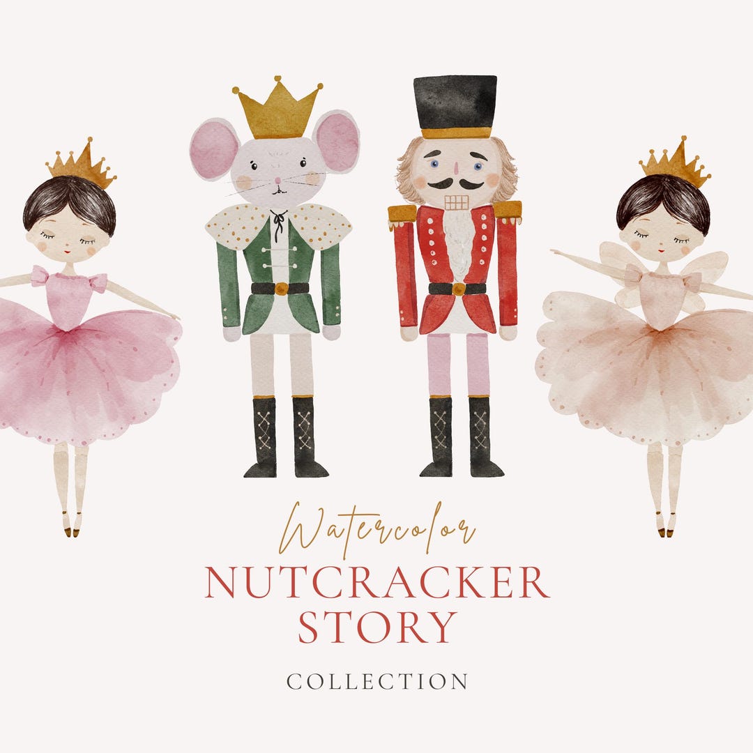 Nutcracker Clipart Set, Cute Watercolor Fairytale PNG, Mouse King ...
