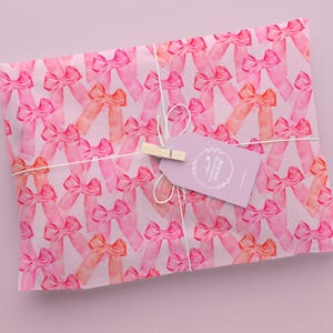 Pink Bows Seamless Pattern, Watercolor Ribbon Digital Paper, Cute Pink ...
