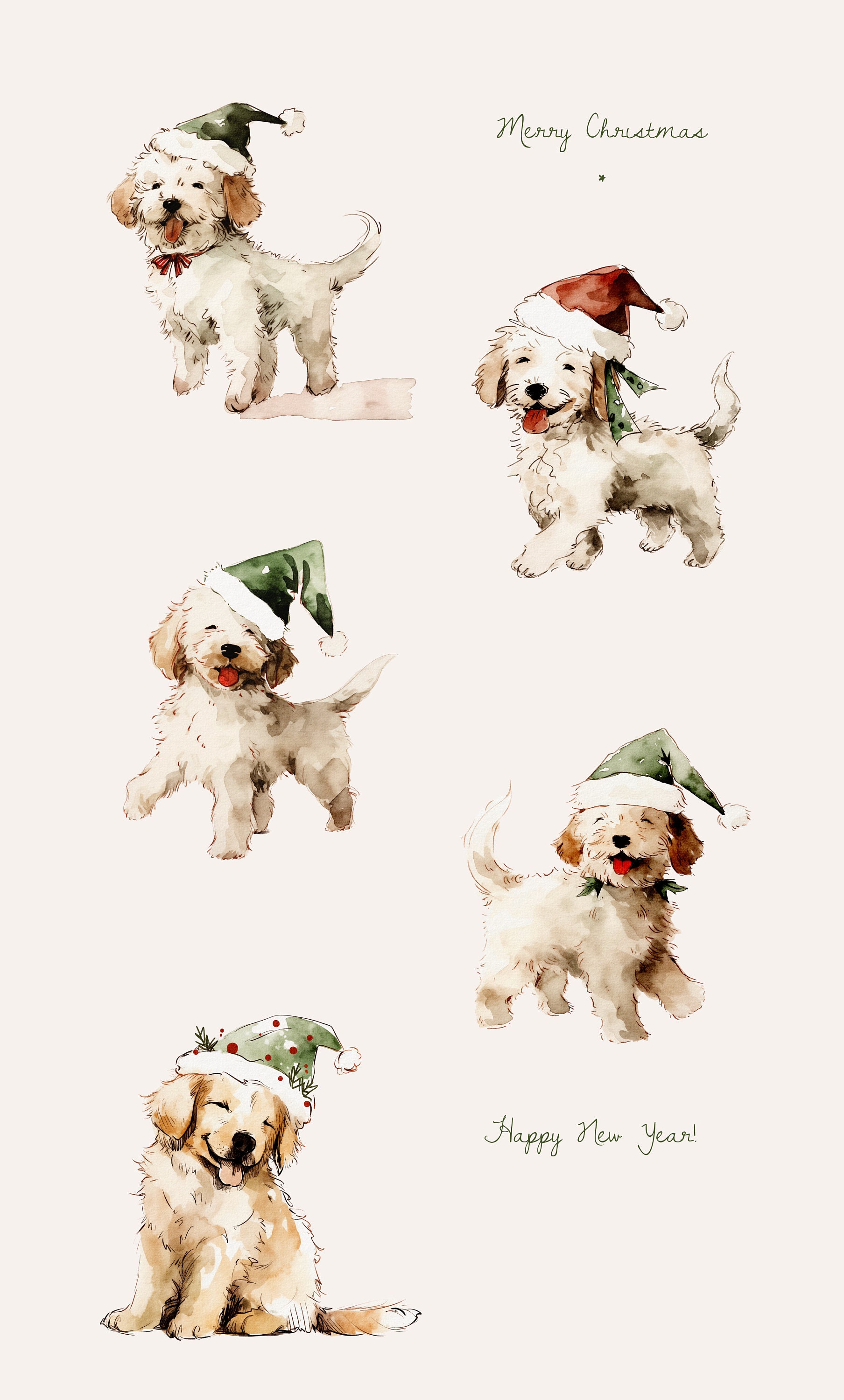 Cute Dog Watercolor Clipart, Christmas Dog Clipart, Puppy Clipart ...