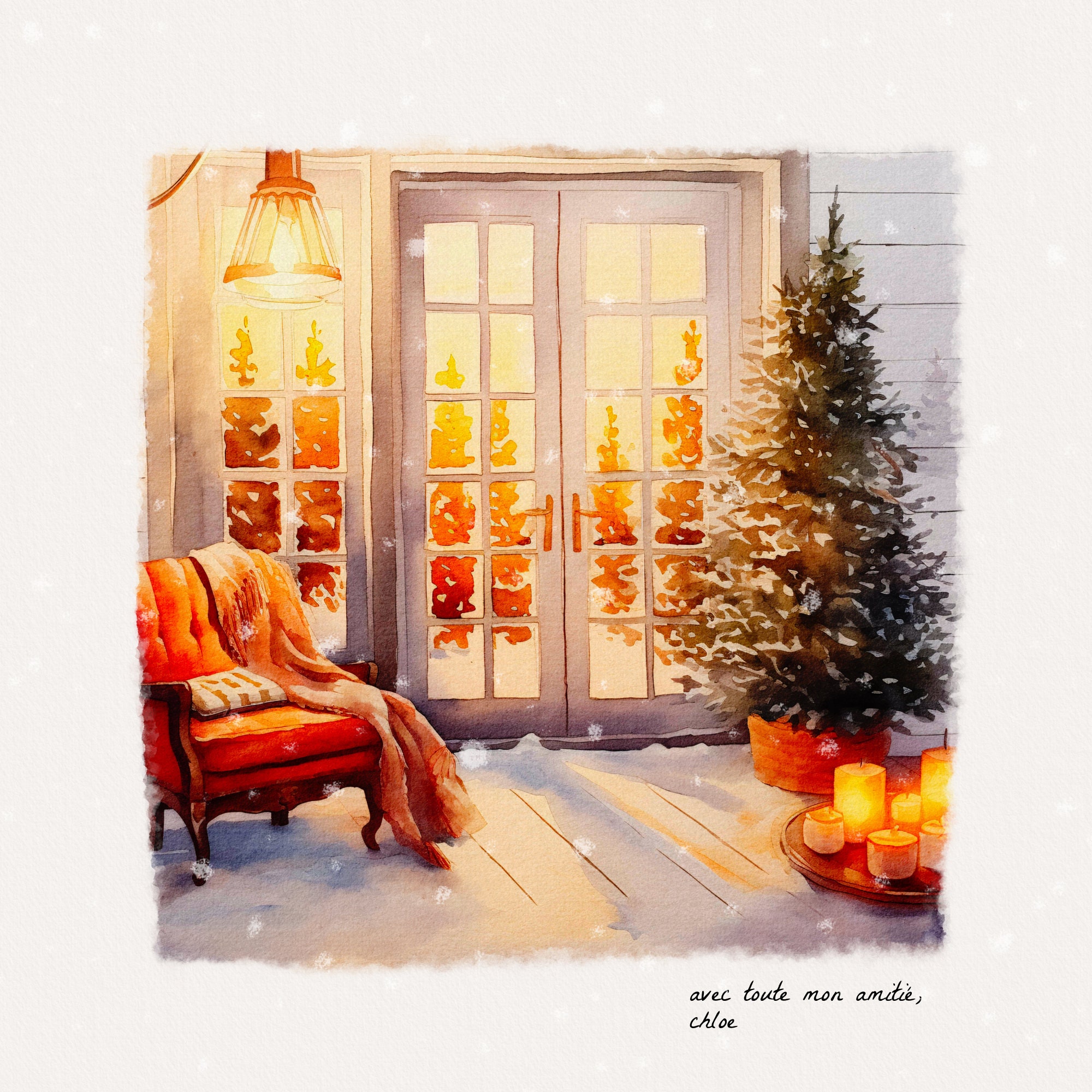 Watercolor Winter Scene Clipart, Cozy Christmas Scene Png, Winter Scene ...