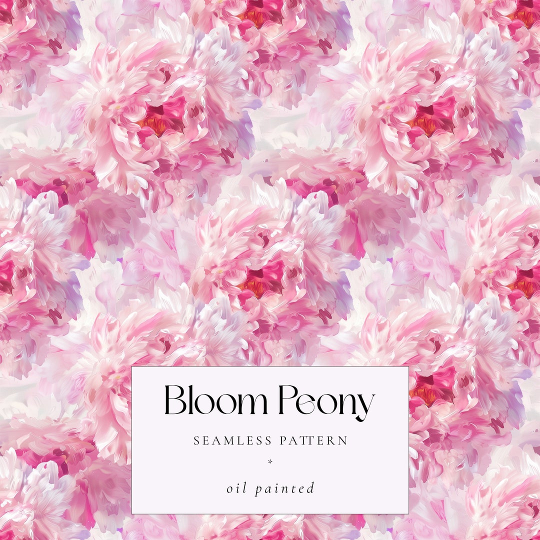 Pink Peony Digital Paper, Peony Oil Painted Digital Background, Modern ...