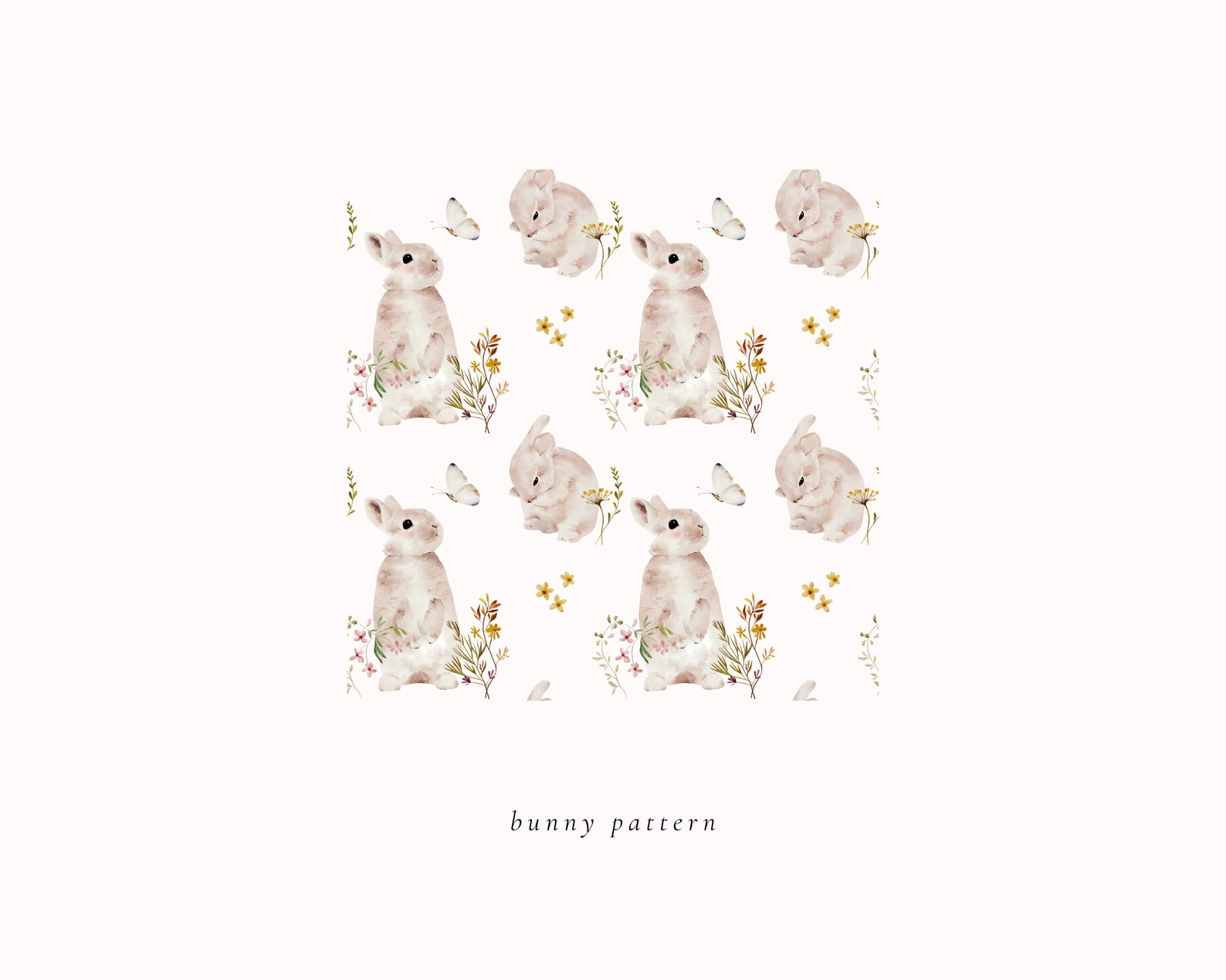 Watercolor Bunny Rabbit Digital Paper, Easter Seamless Pattern, Spring ...